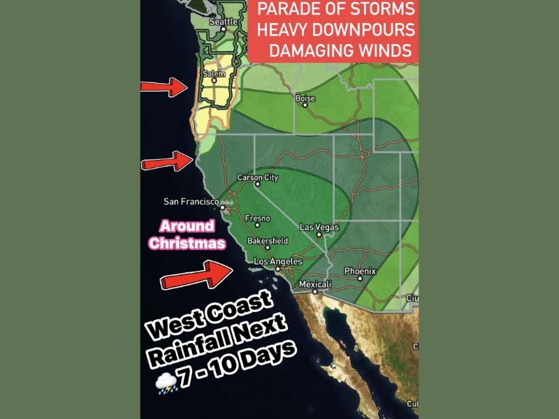 West Coast Faces 7–10 Days of Back-to-Back Storms With Heavy Rain ...